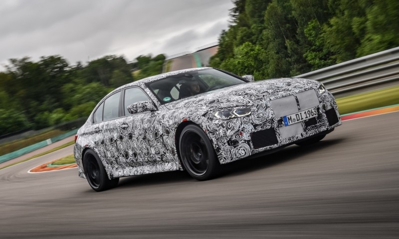 BMW M3 prototype shown testing at Sachsenring in Germany.