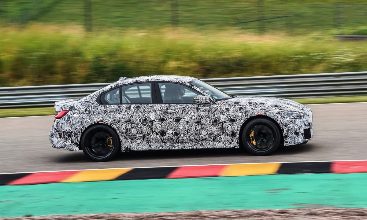 BMW M3 prototype shown testing at Sachsenring in Germany.