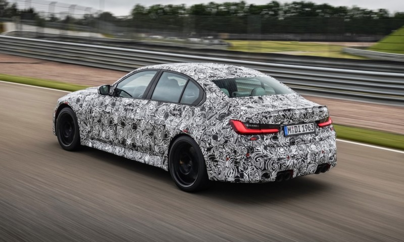 BMW M3 prototype shown testing at Sachsenring in Germany.