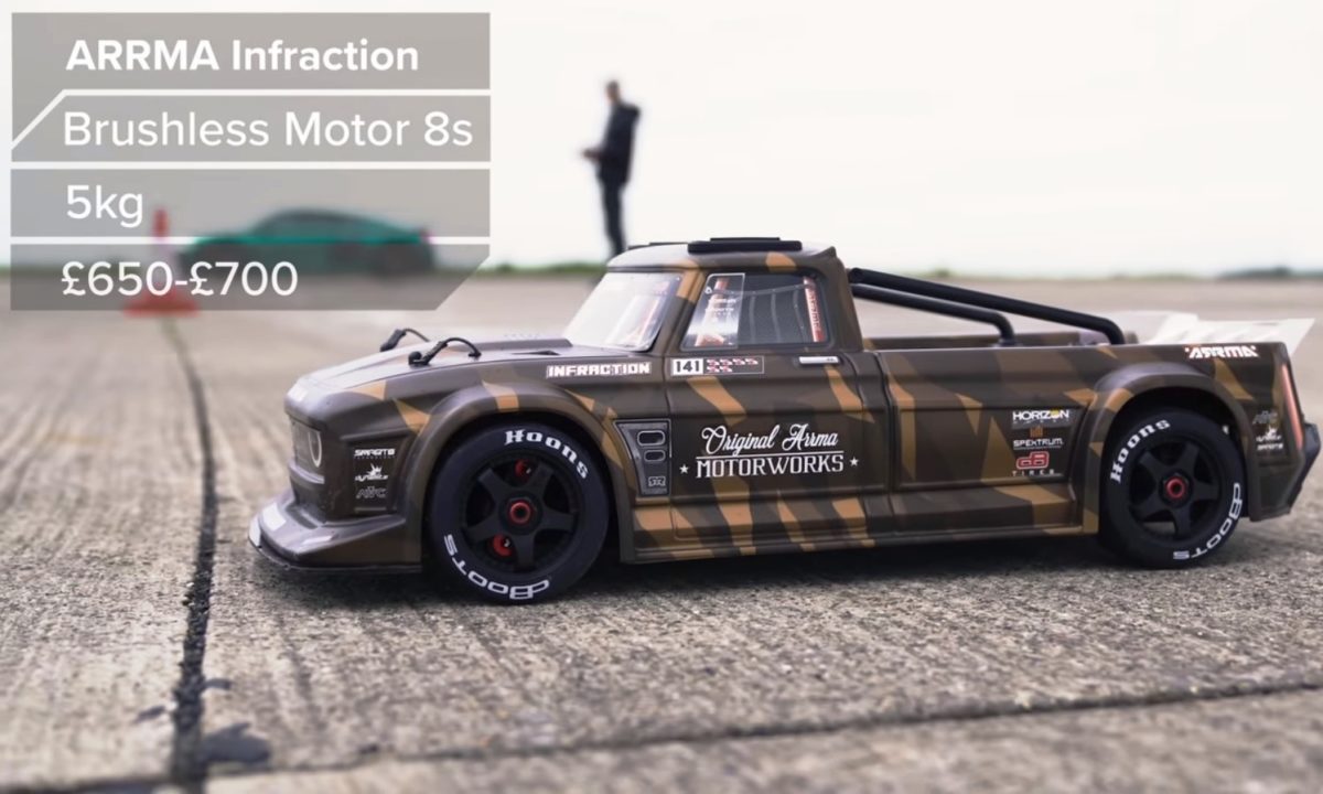 Unusual drag race video features a drone and an RC car